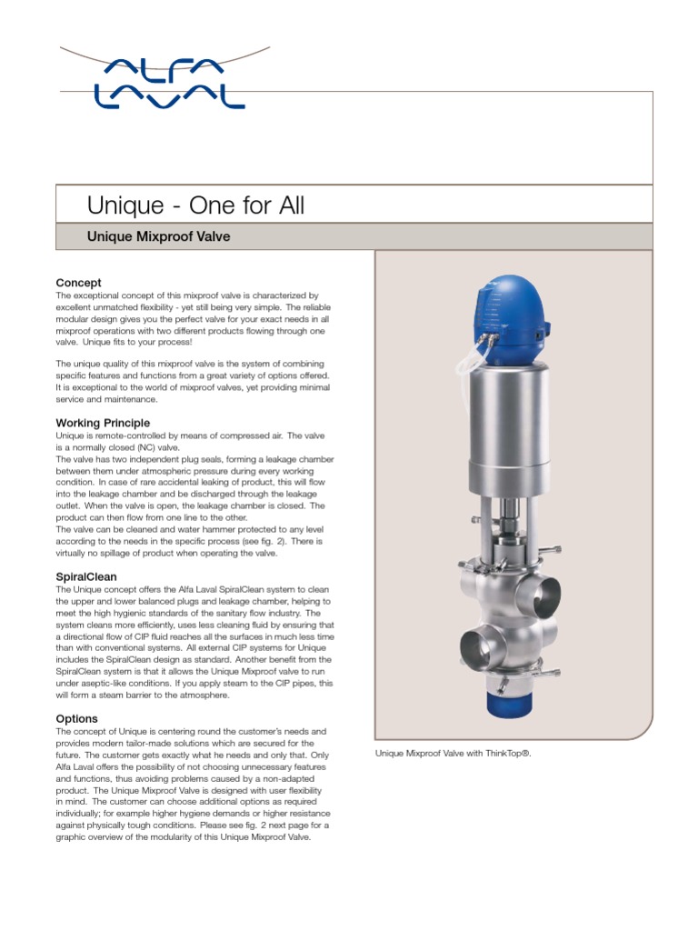 Unique Mixproof Valve | PDF | Valve | Pipe (Fluid Conveyance)