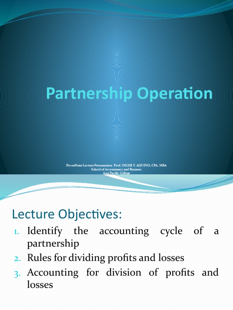 BUSACT2 Lecture 3 Partnership Operation | PDF | Deferral | Debits And ...