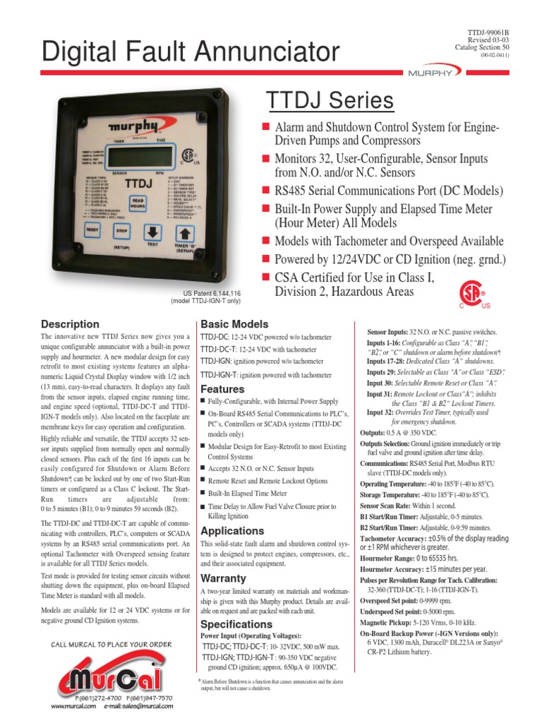 Murphy Product SpecSheets PDF | PDF | Programmable Logic Controller | Relay