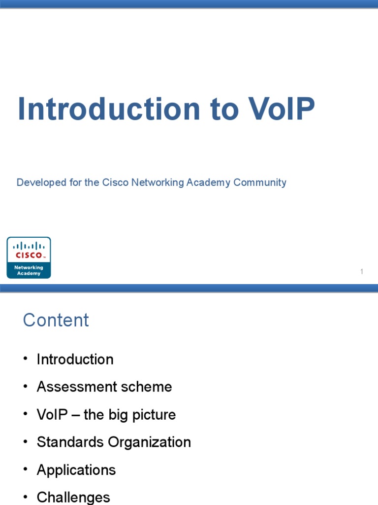 Introduction To Voip: Developed For The Cisco Networking Academy Community | PDF | Voice Over Ip ...