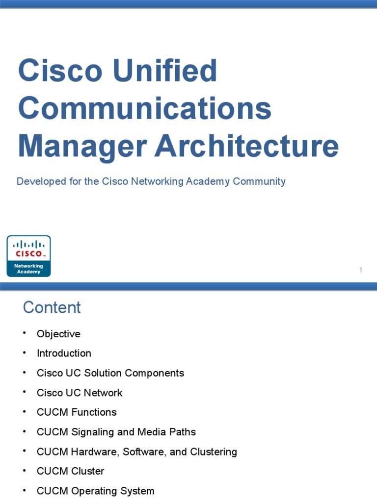 CUCM Architecture and Components Overview | PDF | Cisco Systems ...