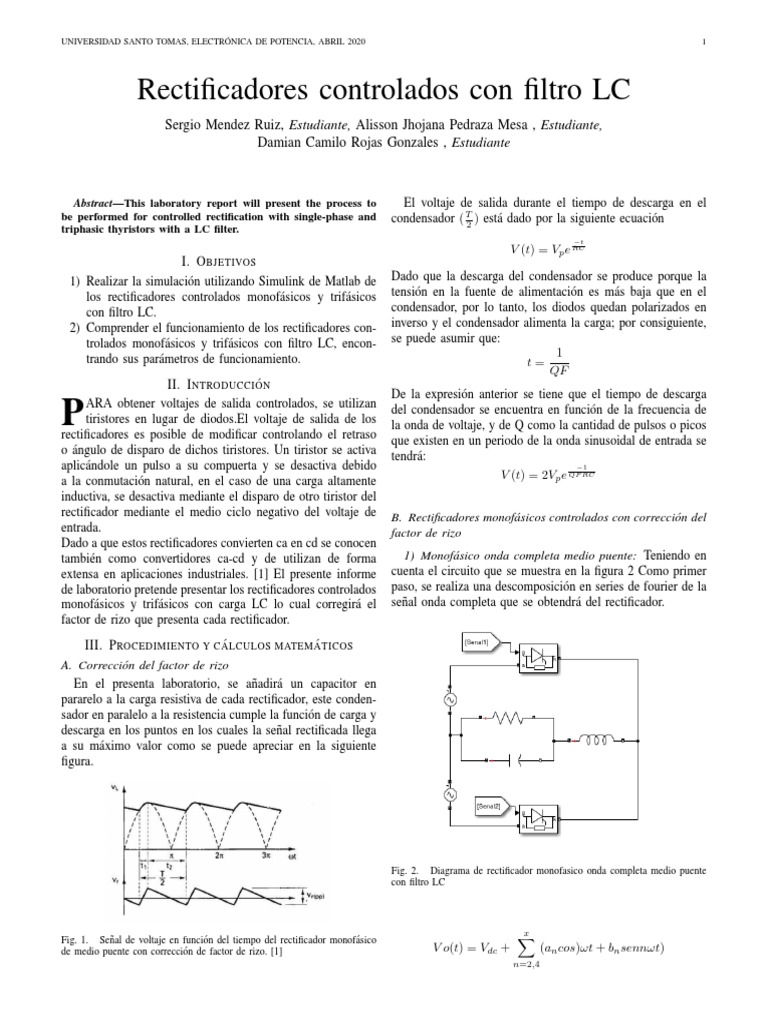 Rectificadores Controlados RLC | PDF | Rectificador | Corriente eléctrica