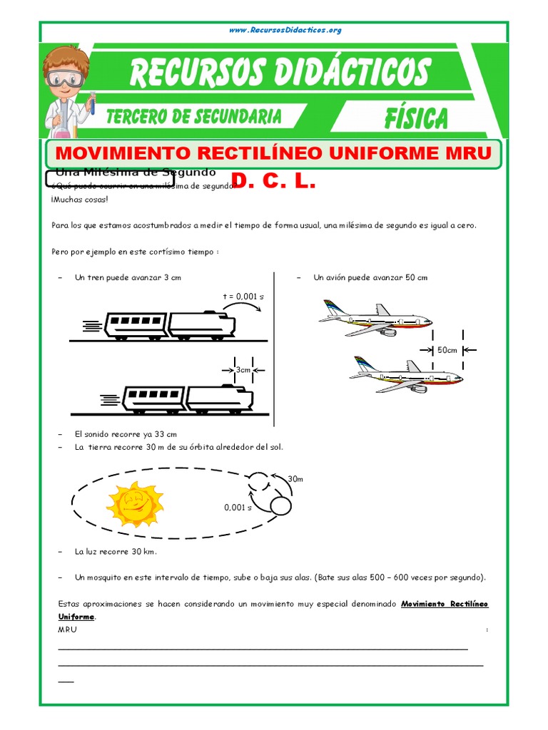 Ejercicios de MRU para Tercer Grado de Secundaria | PDF | Tiempo ...