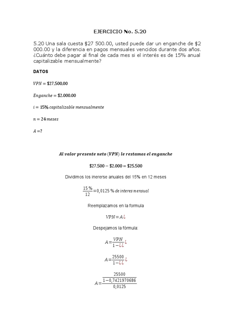 EJERCICIO No5.20 | PDF