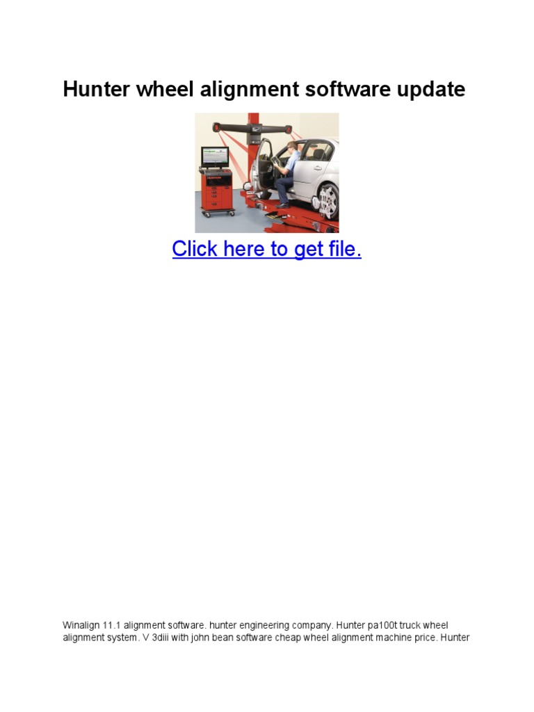 Hunter Wheel Alignment Software Update | PDF | Car | Vehicles