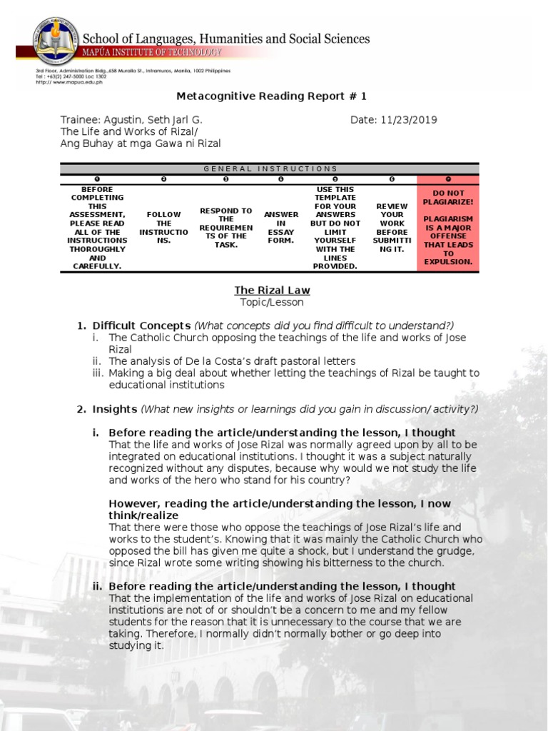 Rizal Mrr1 Agustin | PDF