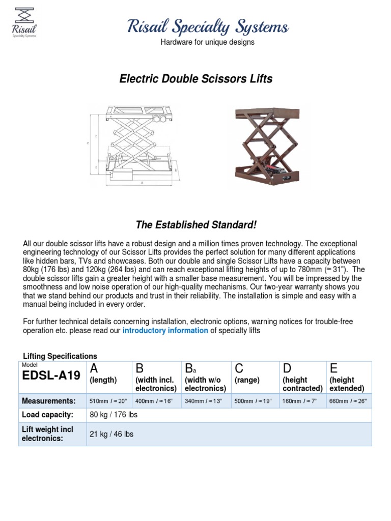 Electric Double Scissors Lifts Overview | PDF | Manufactured Goods