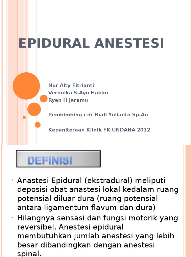 Anestesi Epidural: Teknik dan Komplikasi | PDF | Sains & Matematika ...