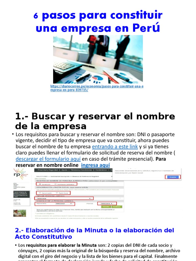 Cómo constituir una empresa en Perú | PDF | Información del gobierno ...