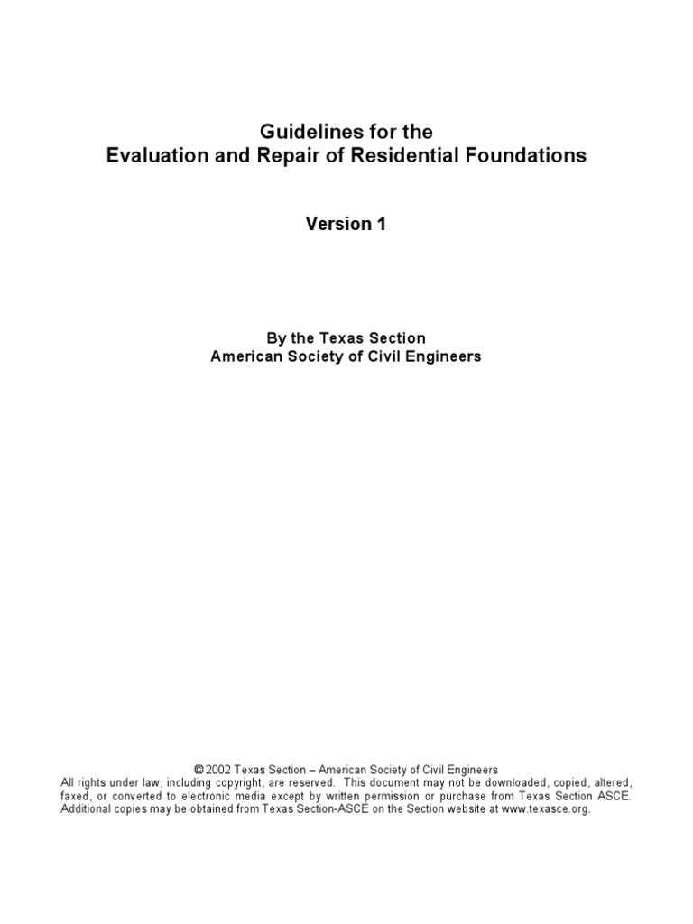 ASCE Guidelines For Evaluation and Repair of Residential Foundations ...
