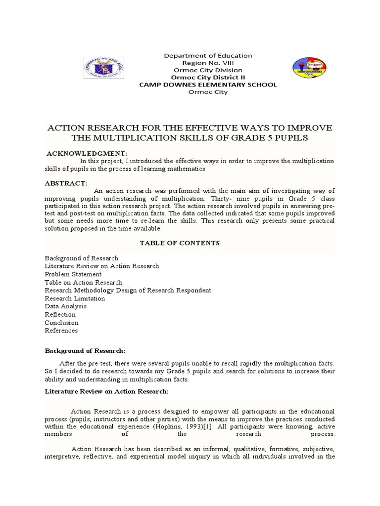 Action Research For The Effective Ways To Improve The Multiplication ...