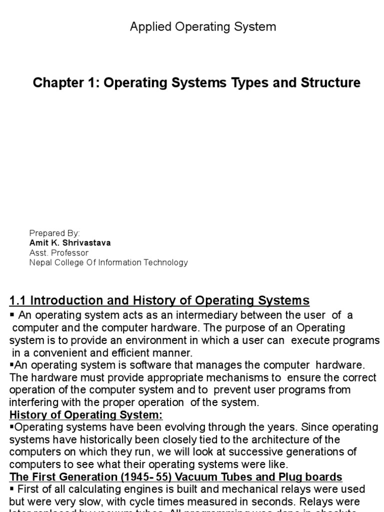 CHP - 1 Operating Systems Types and Structure PDF | PDF | Operating ...
