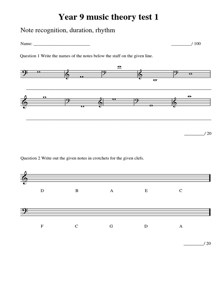 Year 9 Music Test 1 | PDF | Rhythm | Musical Compositions