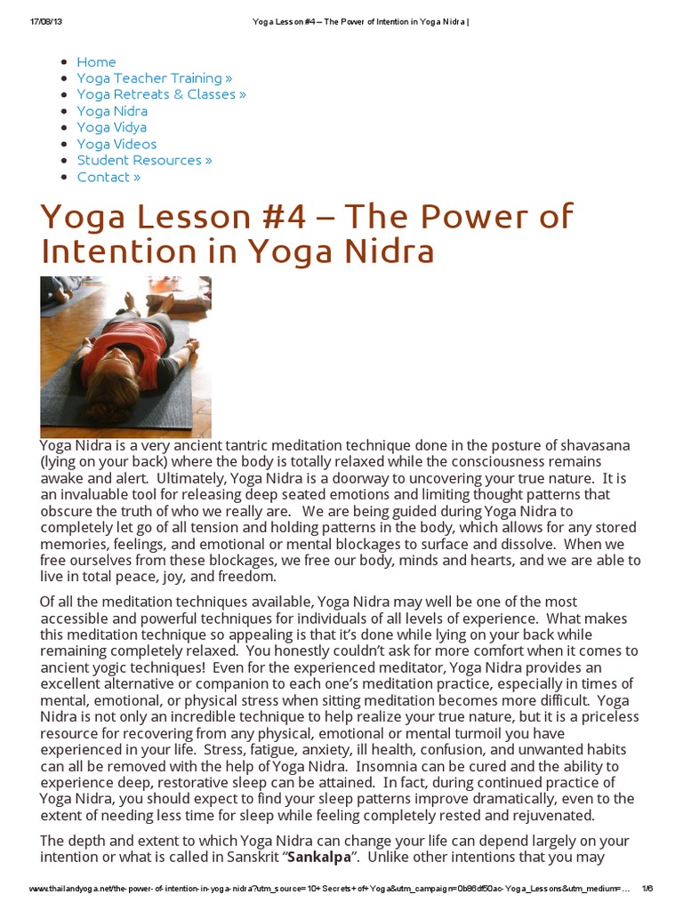 Yoga Nidra: Harnessing Intention | PDF | Meditation | Mind