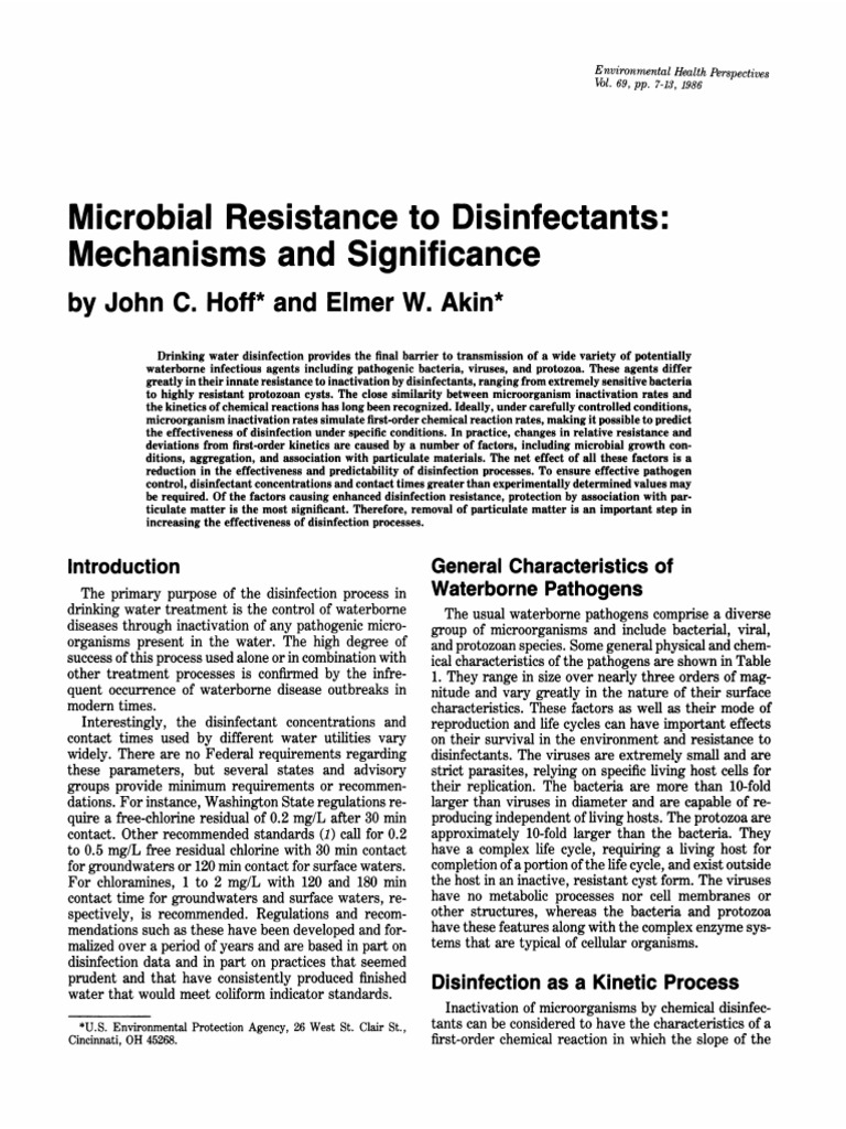 Microbial Resistance To Disinfectants | PDF | Disinfectant | Water ...
