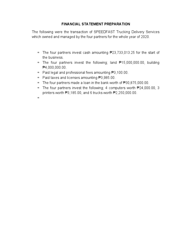 Financial Statement Preparation | PDF