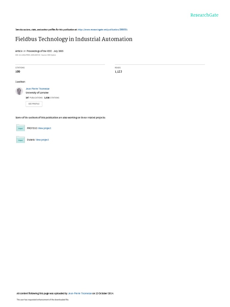 Fieldbus Technology in Industrial Automation | PDF | Computer Network ...