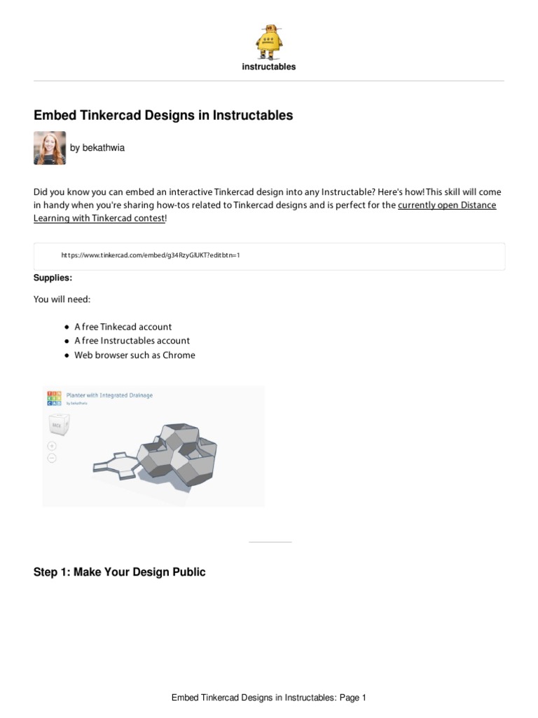 Embed Tinkercad Designs in Instructables | PDF | Web Technology | Html