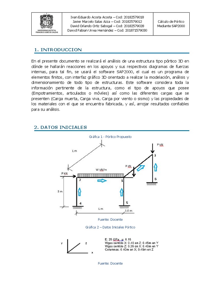 Calculo Portico 3D - SAP 2000 | PDF | Software | Enseñanza de matemática