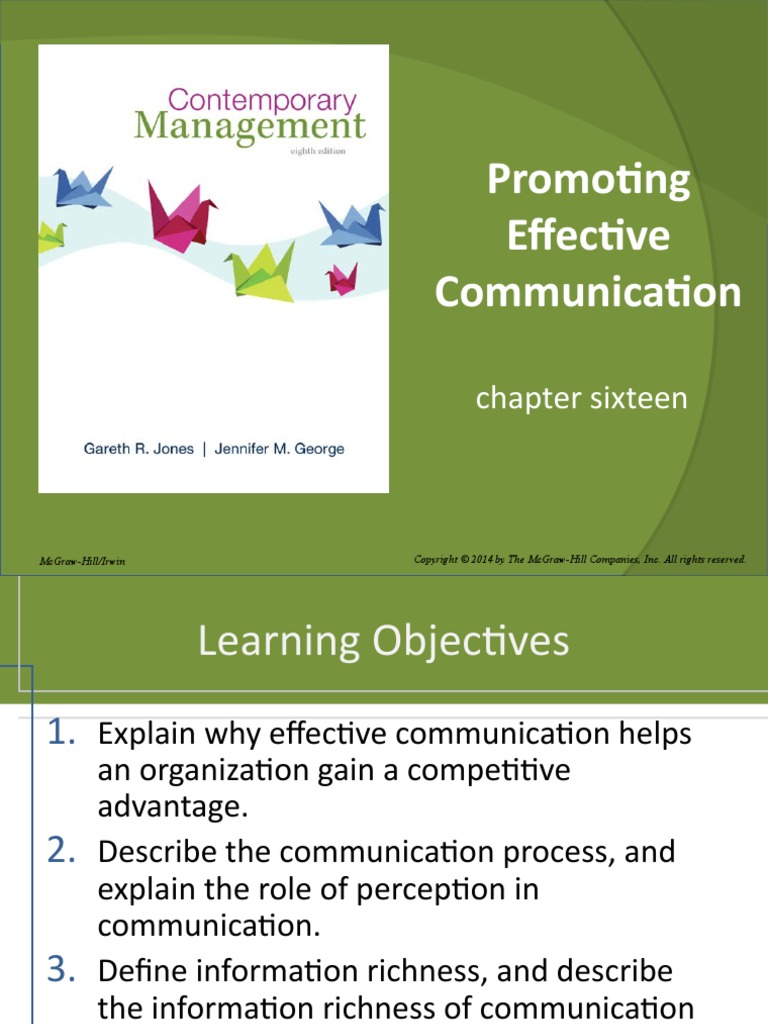 Promoting Effective Communication: Chapter Sixteen | PDF ...
