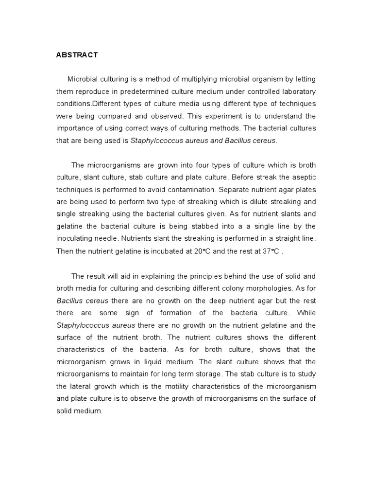 Abstract and Conclusion | PDF | Growth Medium | Scientific Techniques