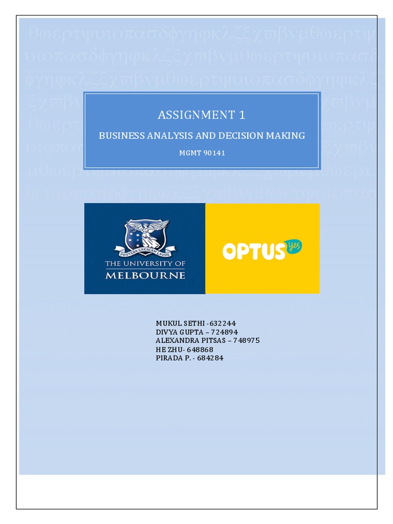 Assignment 1: Business Analysis and Decision Making | PDF ...