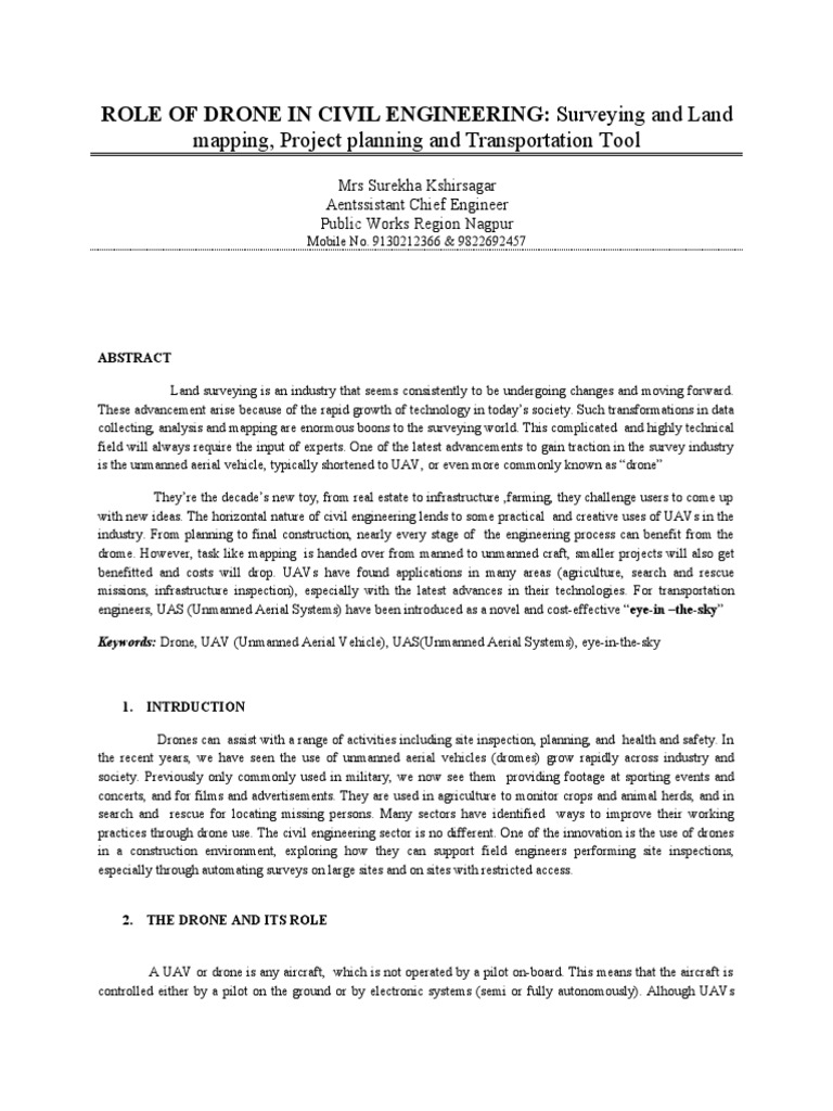 Technical Paper On Drone in Civil Engineering | PDF | Unmanned Aerial ...