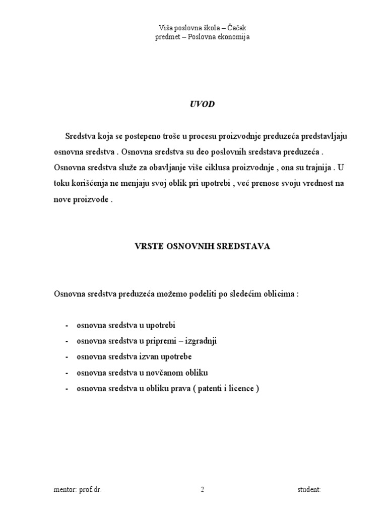 Osnovna Sredstva 2 | PDF