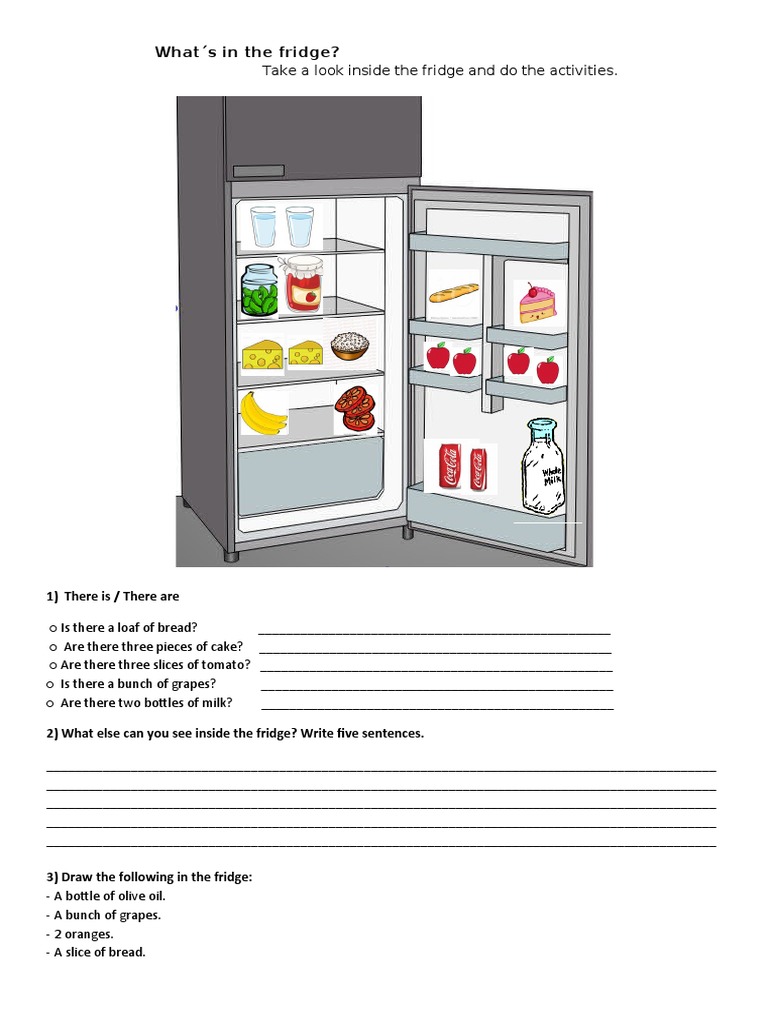 Whats in The Fridge Grammar Drills Picture Description Exercises Warme ...