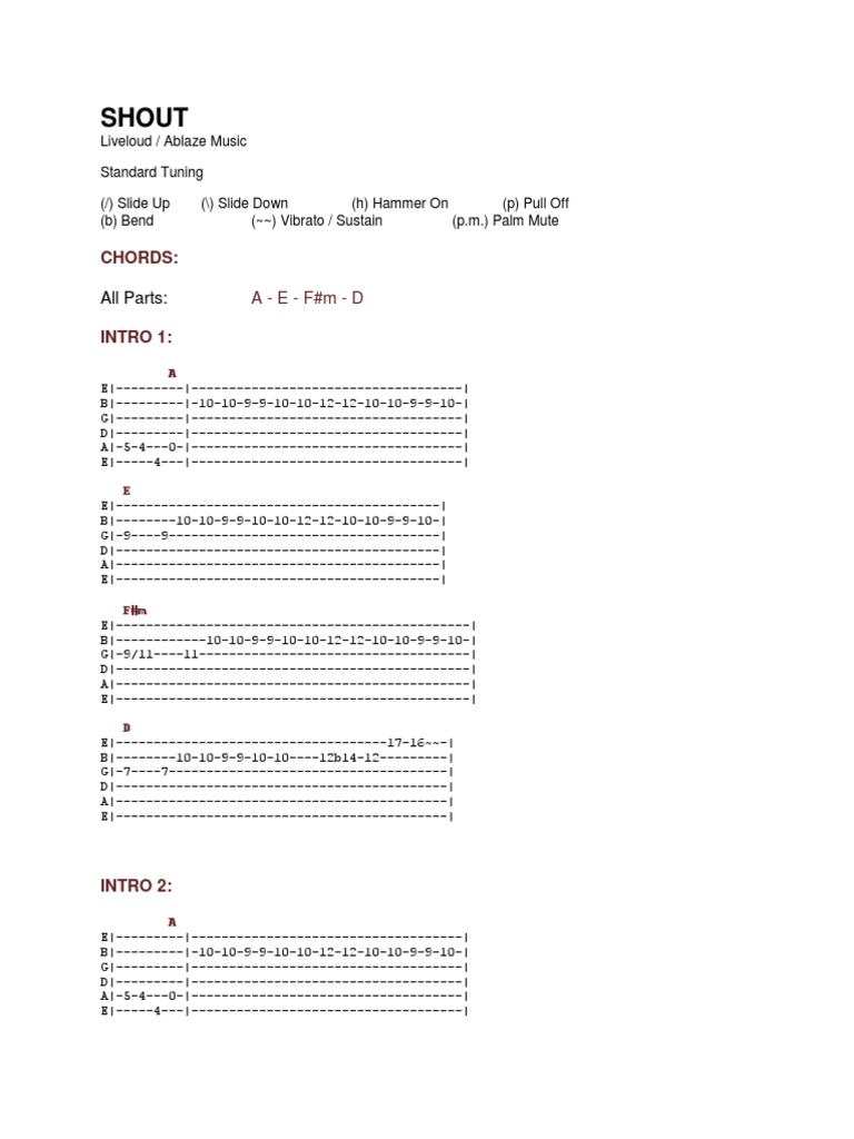 TAB Liveloud - Shout | PDF | Irish Musical Instruments | Music Performance