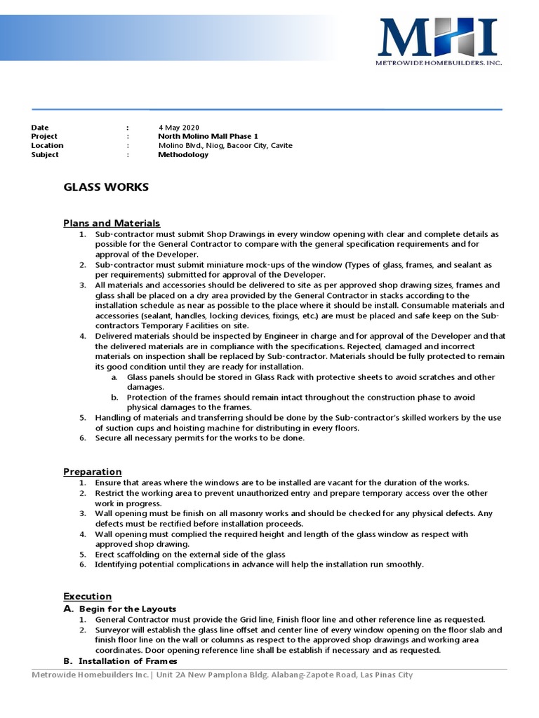 Glass Works Methodology | PDF | Window | Wall