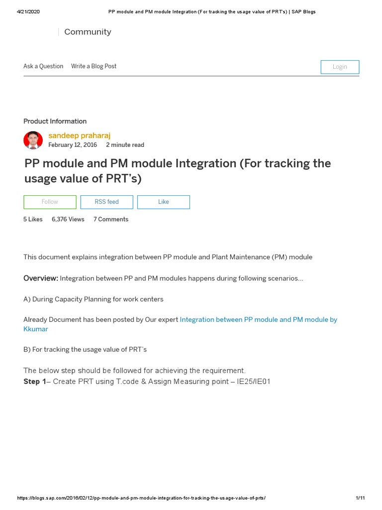 PP Module and PM Module Integration (For Tracking The Usage Value of ...