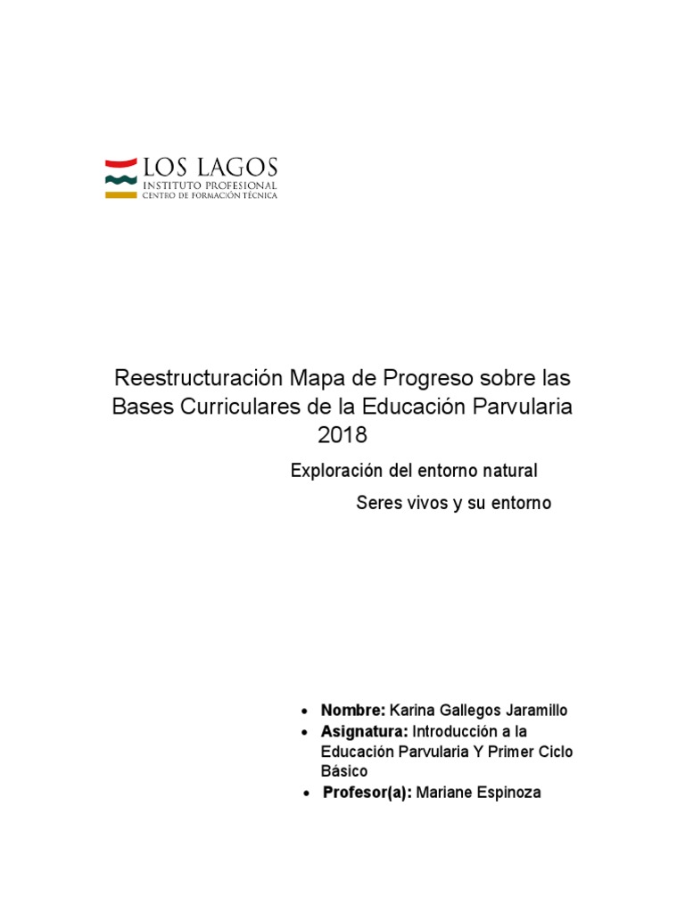 Reestructuración Mapa de Progreso Sobre Las Bases Curriculares de La Educación Parvularia 2018 ...