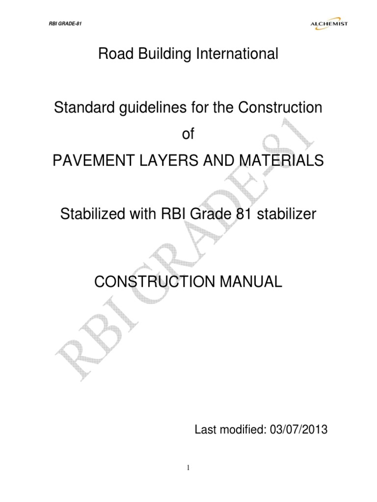 RBI Grade 81 Road Construction Manual | PDF | Construction Aggregate | Road