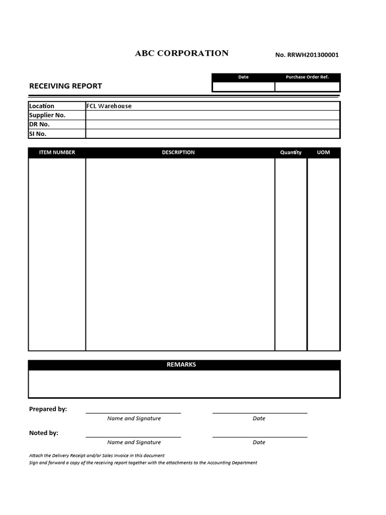 Receiving Report for ABC Corporation | PDF