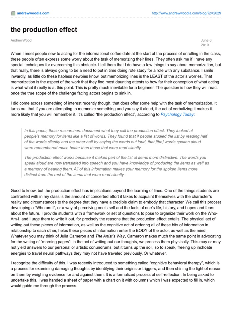 The Production Effect | PDF | Memory | Information