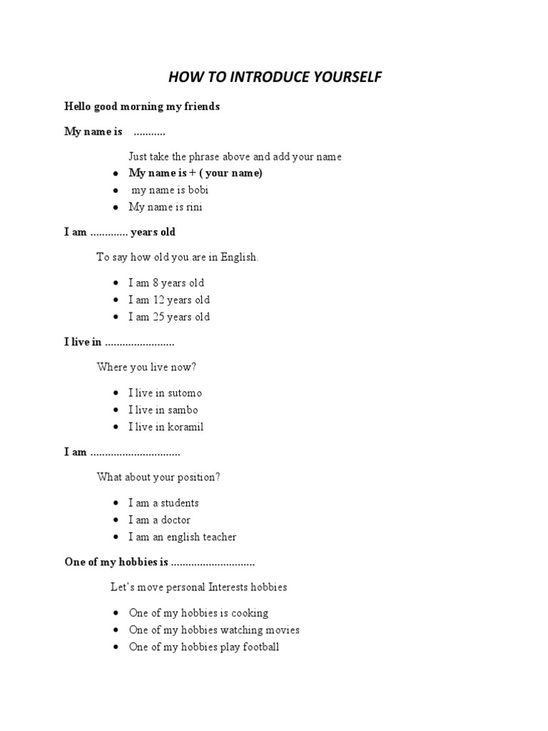 How To Introduce Yourself | PDF