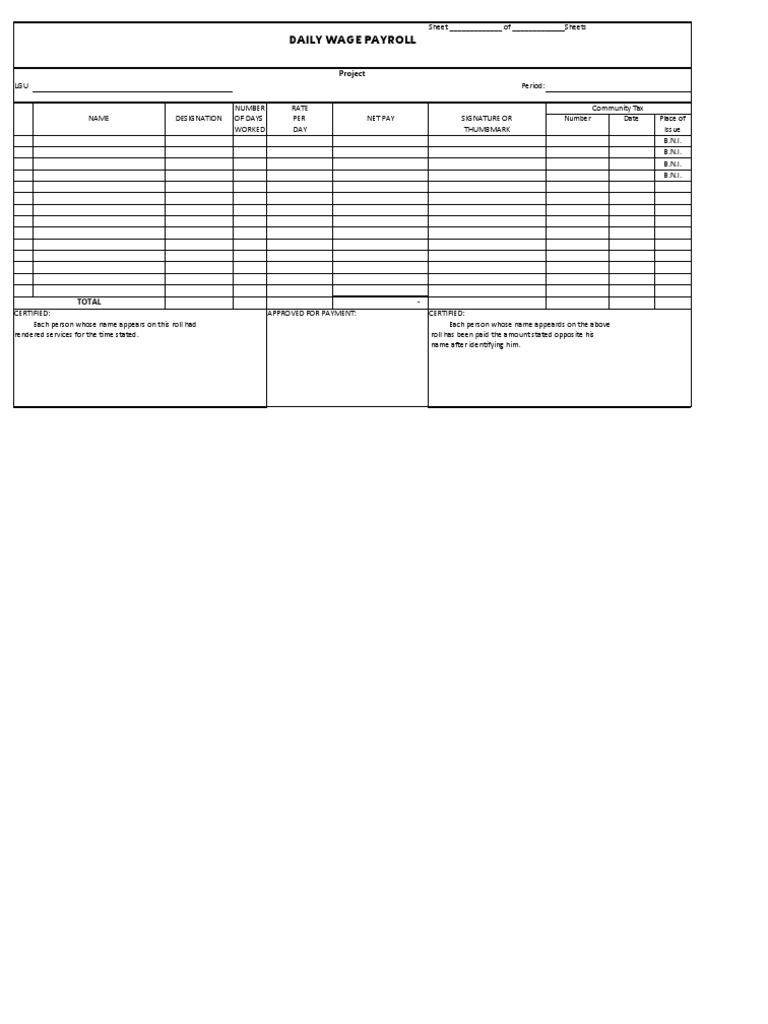 Payroll Format BLANK | PDF | Debits And Credits | Payroll