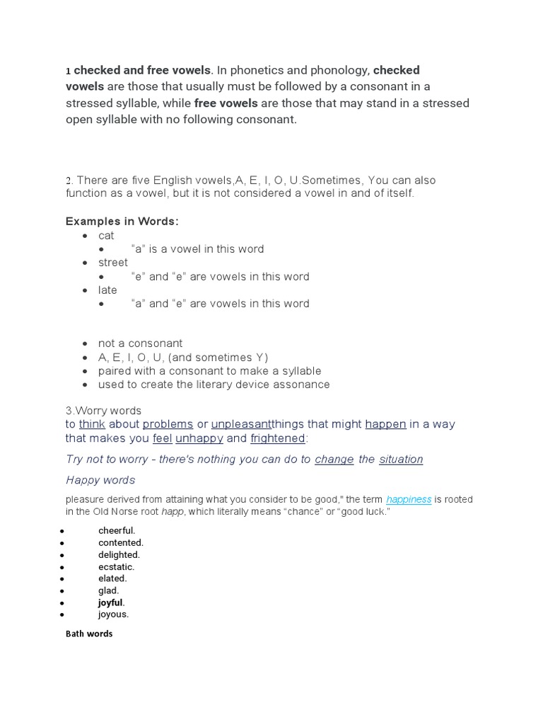 Stressed Syllable, While Free Vowels Are Those That May Stand in A ...