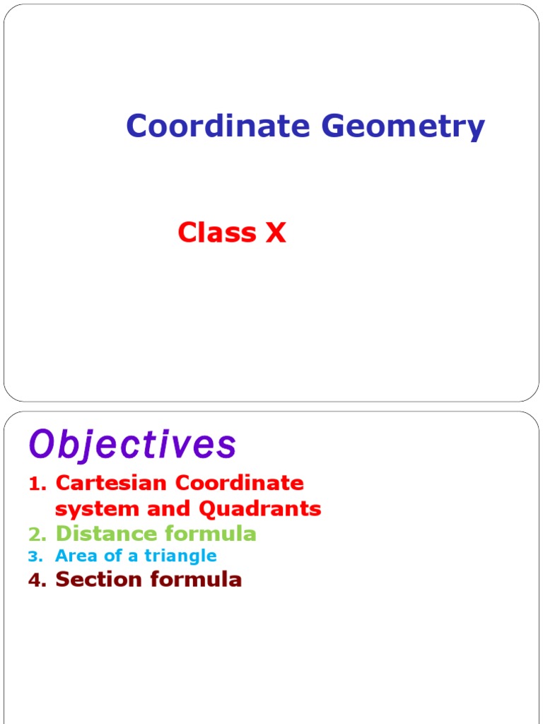 Coordinate Geometry Class X Pdf Cartesian Coordinate System Analytic Geometry