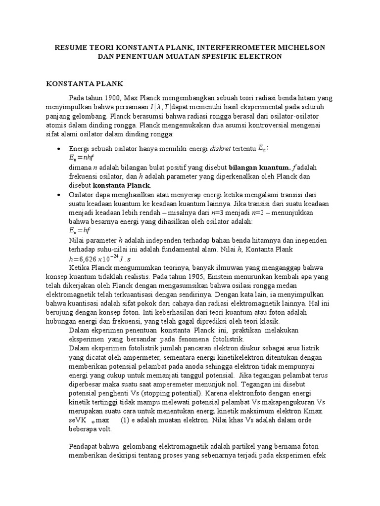 Konstanta Planck & Efek Fotolistrik | PDF