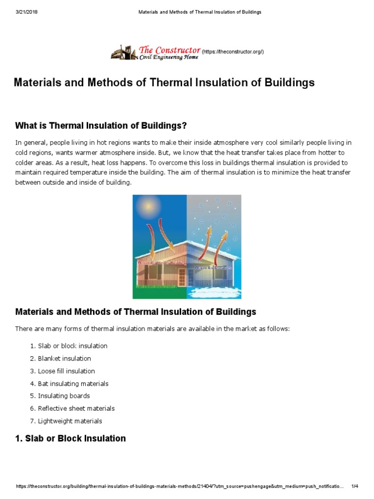 Materials and Methods of Thermal Insulation of Buildings | PDF ...