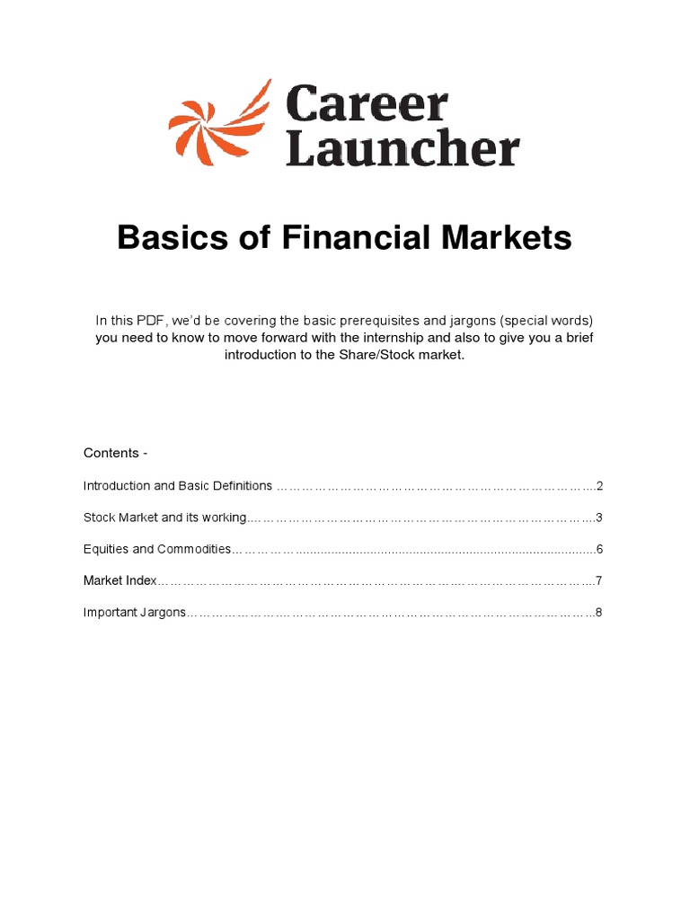 Basics of Financial Markets PDF | PDF | Market Trend | Stocks