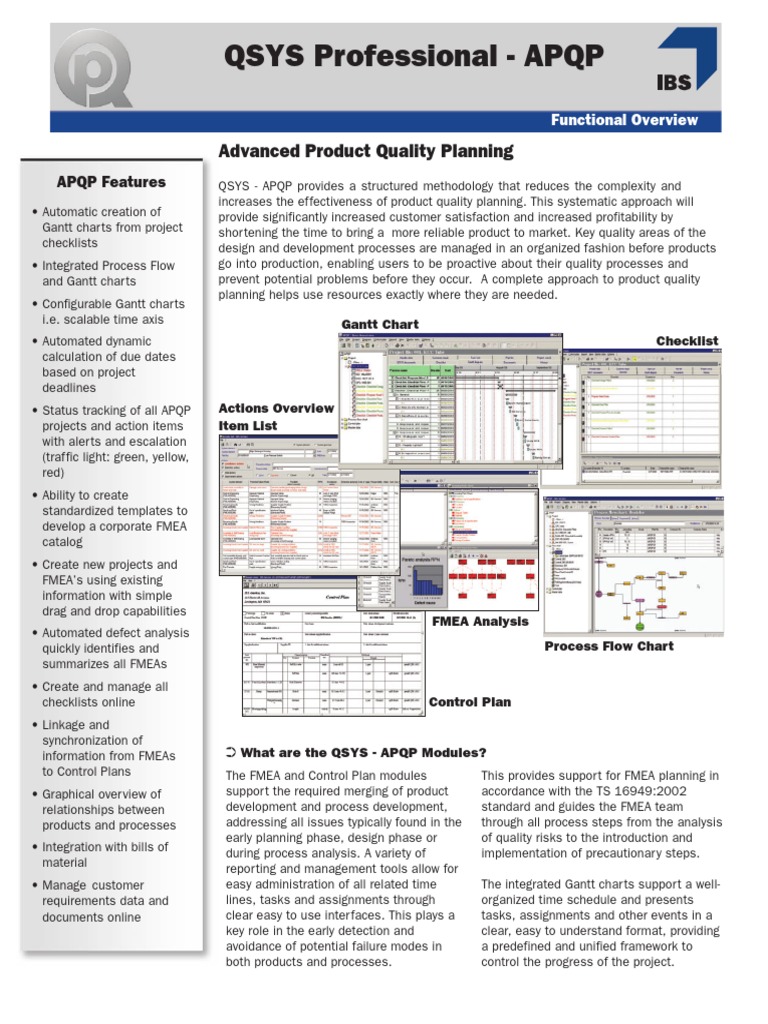 QSYS Professional - APQP: Advanced Product Quality Planning | PDF ...