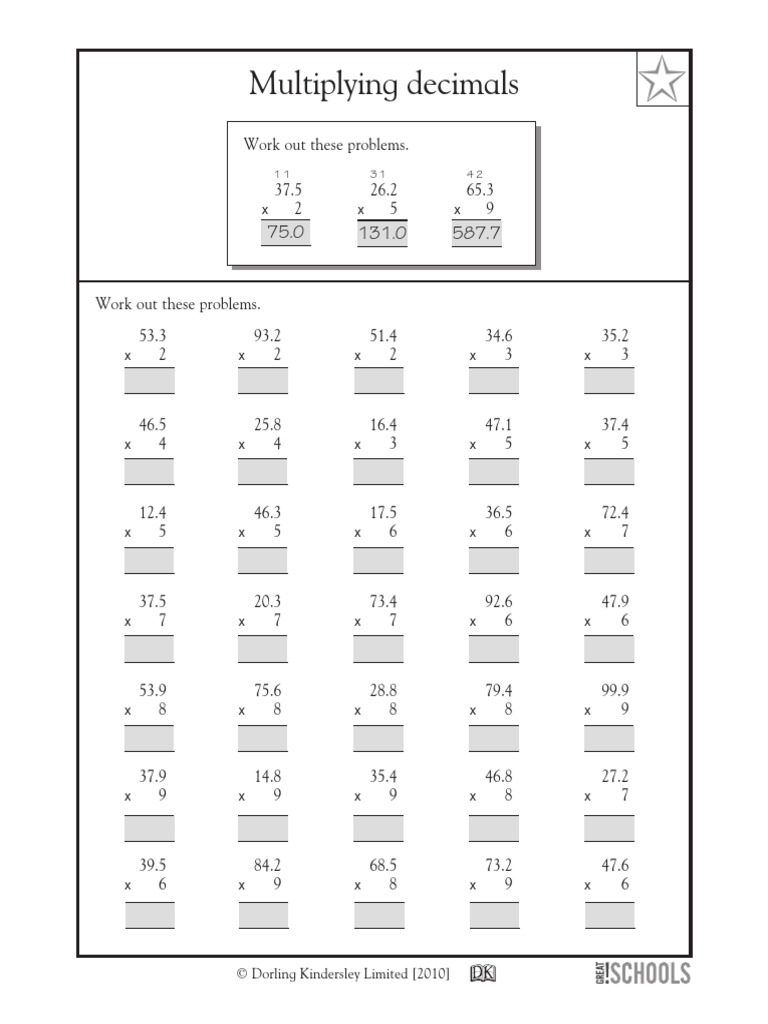 Multiplying Decimals: © Dorling Kindersley Limited (2010) | PDF ...
