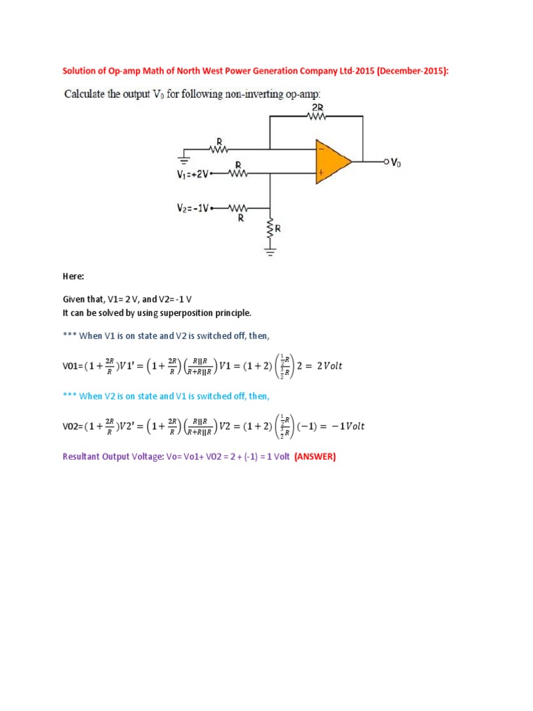 Solution of Op-Amp Math-2015 NWPGCL | PDF