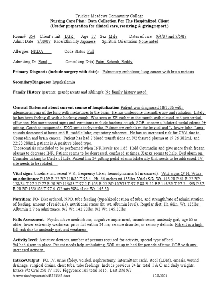 Care Plan Lung Cancer | PDF | Heart | Neoplasms