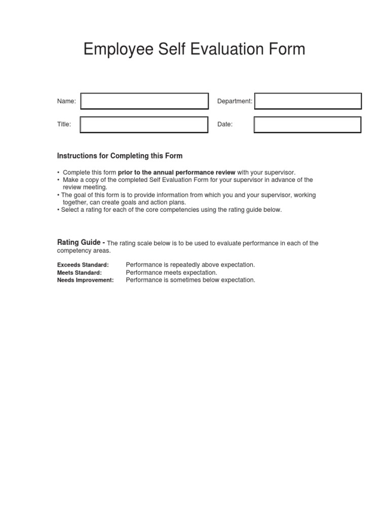 Supervisory Employee Self Eval Form PDF | PDF | Competence (Human Resources) | Leadership