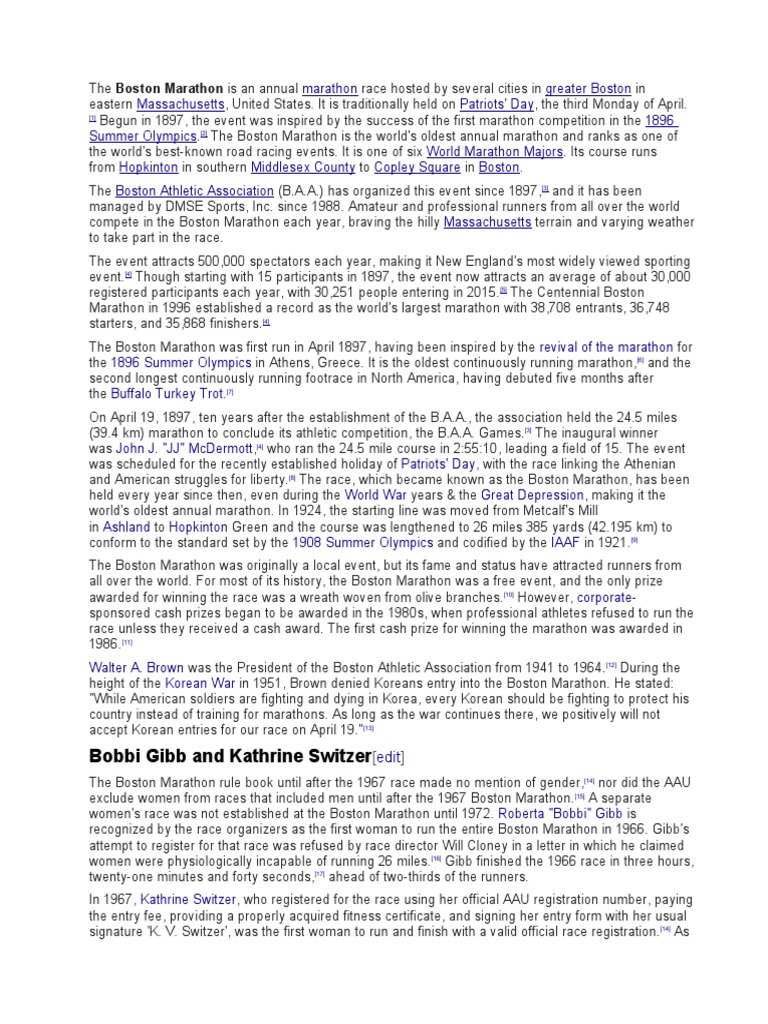 The Boston Marathon Pdf Marathon Boston