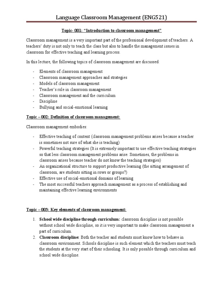 Teacher's Guide to Classroom Management | PDF | Classroom Management ...